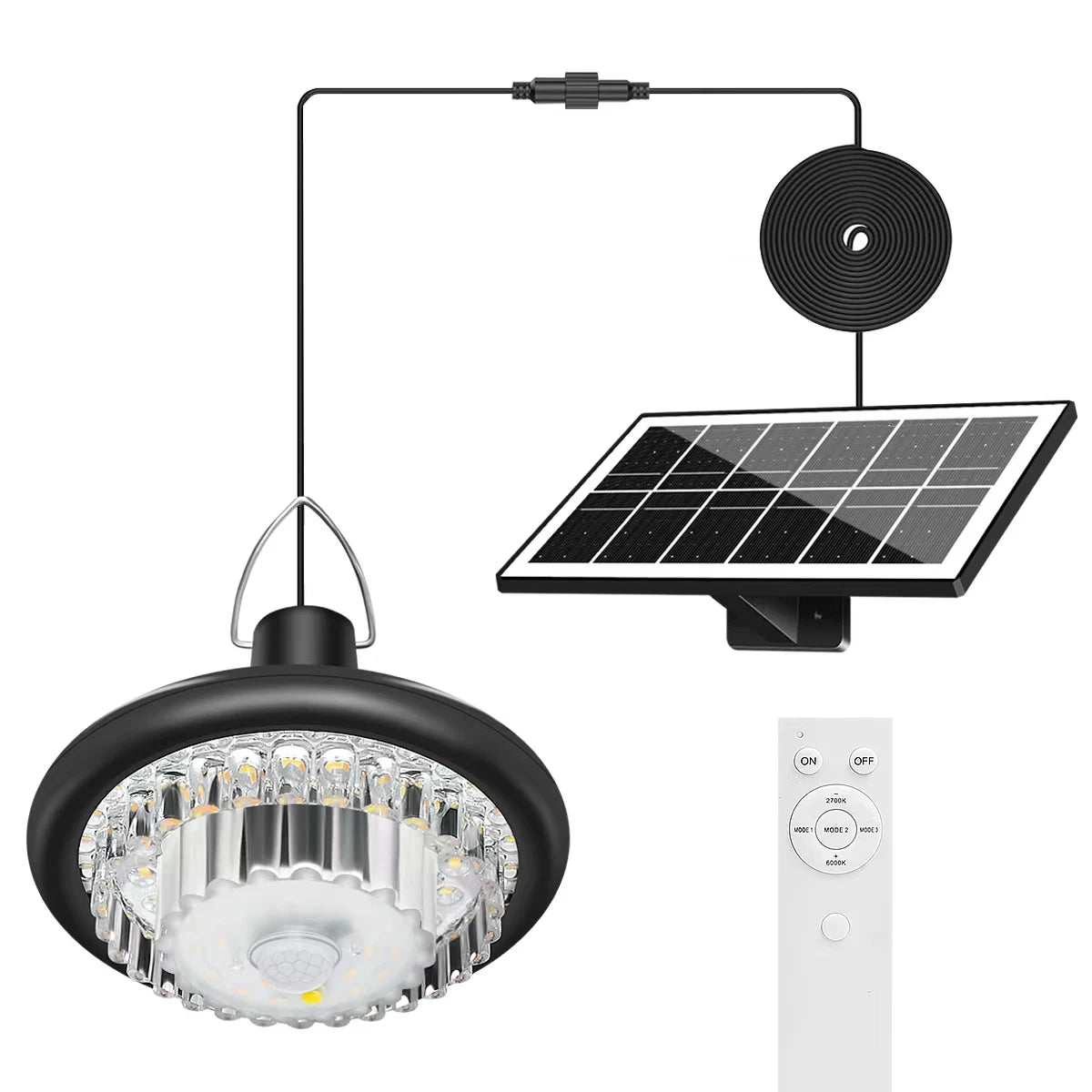 Split-Design Solar Pendant Light: Indoor Lamp with Outdoor Panel, 800L ...